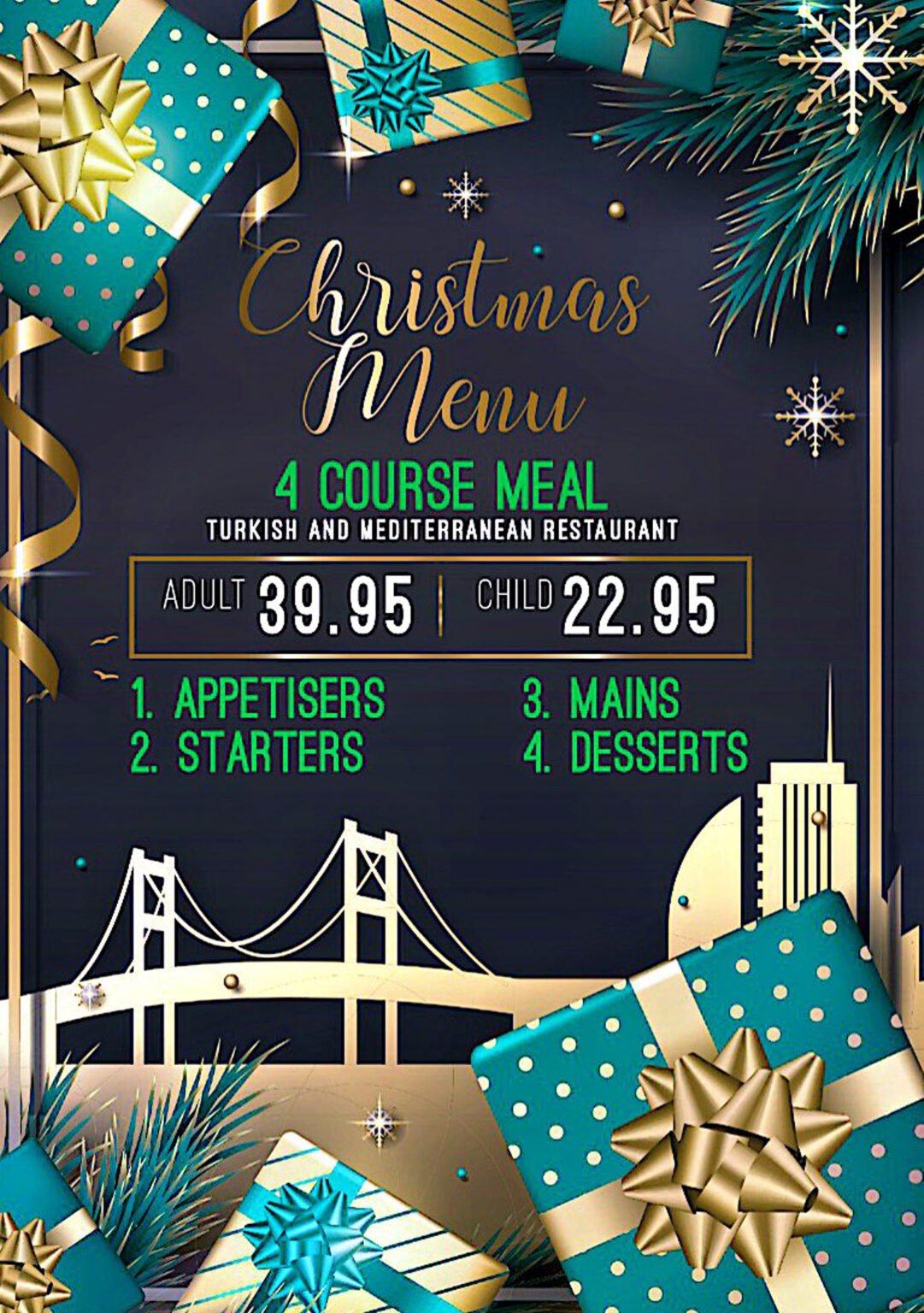 Christmas Menu – Bosphorus Turkish & Mediterranean Restaurant